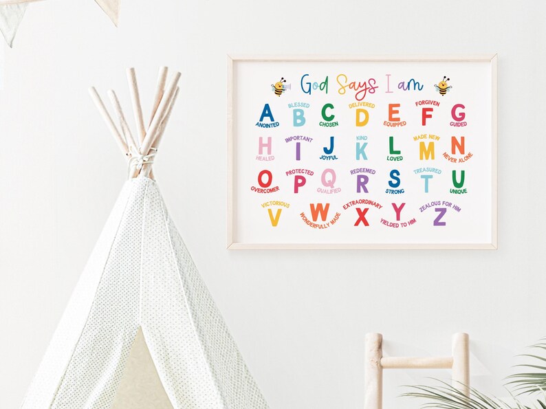 God Says I Am Affirmation for Kids Christian Alphabet Affirmation Bible ...