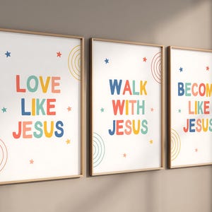 Set of 3 Colorful Christian Wall Art for Kids Ministry Decor Church ...