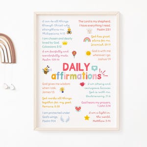 Daily Bible Affirmations for Kids Colorful Children Bible Verse Wall ...
