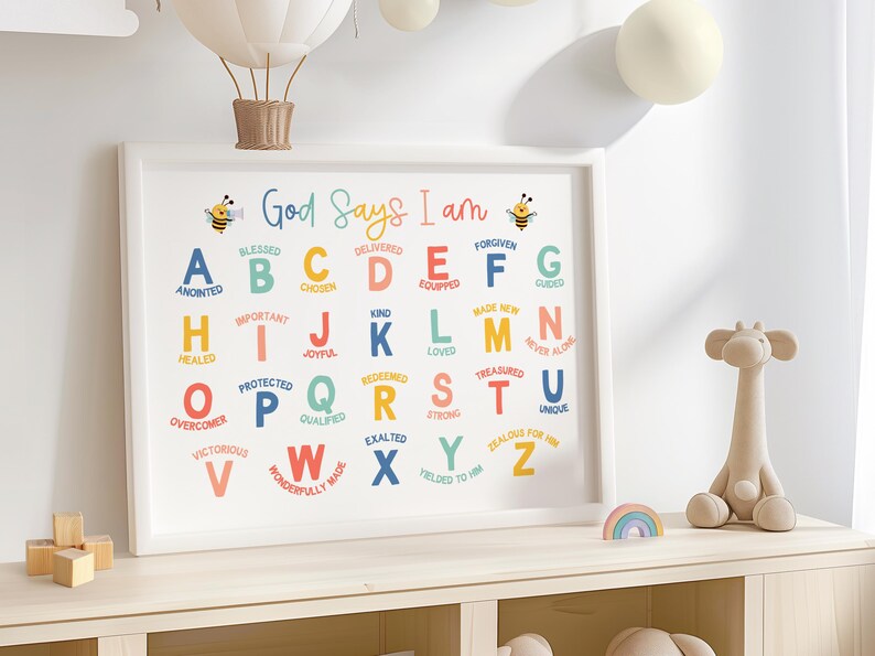 God Says I Am Affirmation for Kids Christian Alphabet Affirmation Bible ...