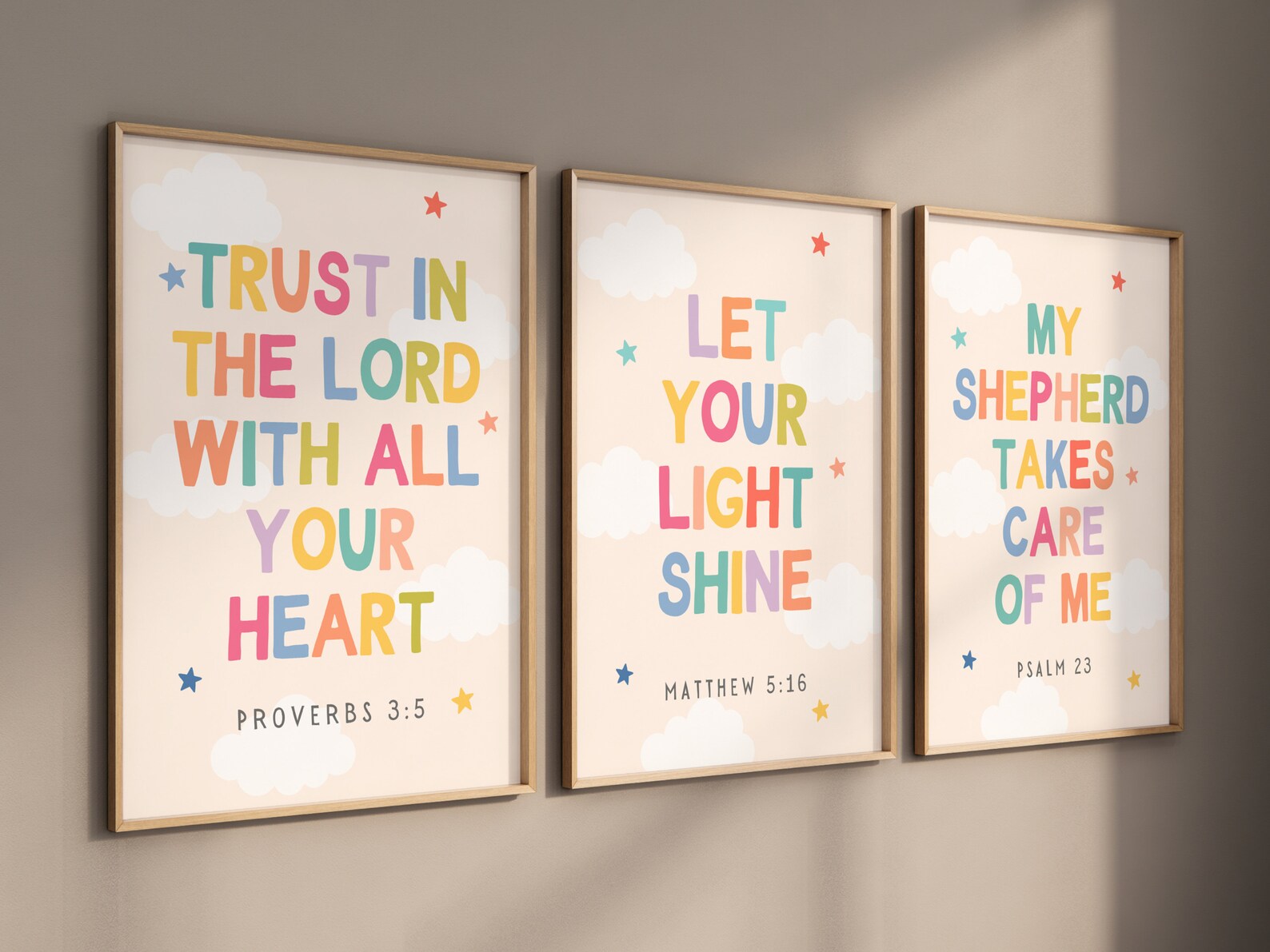 Set of 3 Colorful Children Bible Verse Wall Art Prints Christian ...