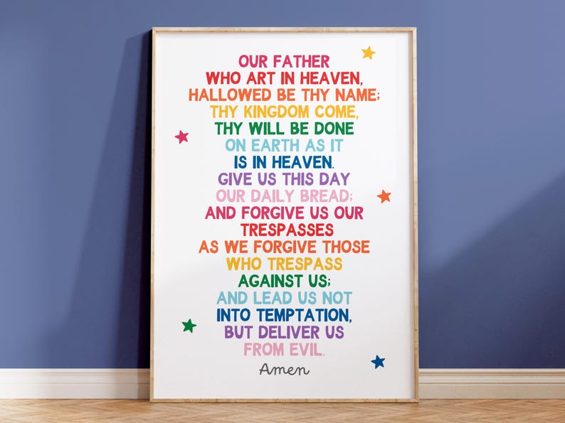 The Lords Prayer Kids Printable Poster Christian Classroom Decor ...