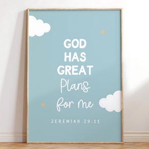 Set of 6 Colorful Children Bible Verse Wall Art Christian Playroom ...