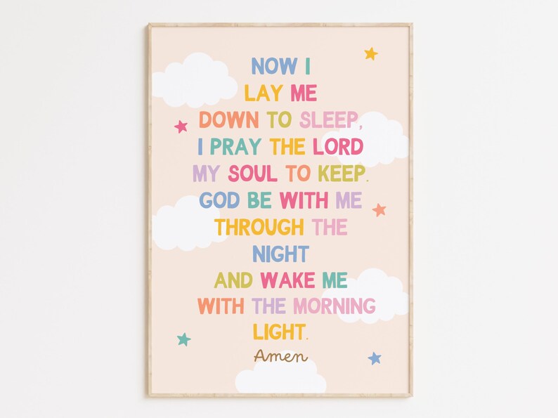 Now I Lay Me Down to Sleep Prayer Bedtime Prayer Poster Colorful ...