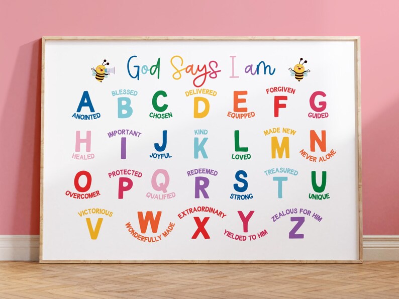 God Says I Am Affirmation for Kids Christian Alphabet Affirmation Bible ...