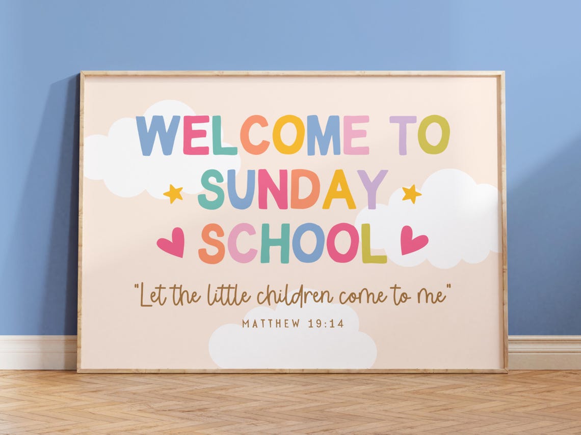 Welcome to Sunday School Poster Colorful Sunday School Classroom Decor ...