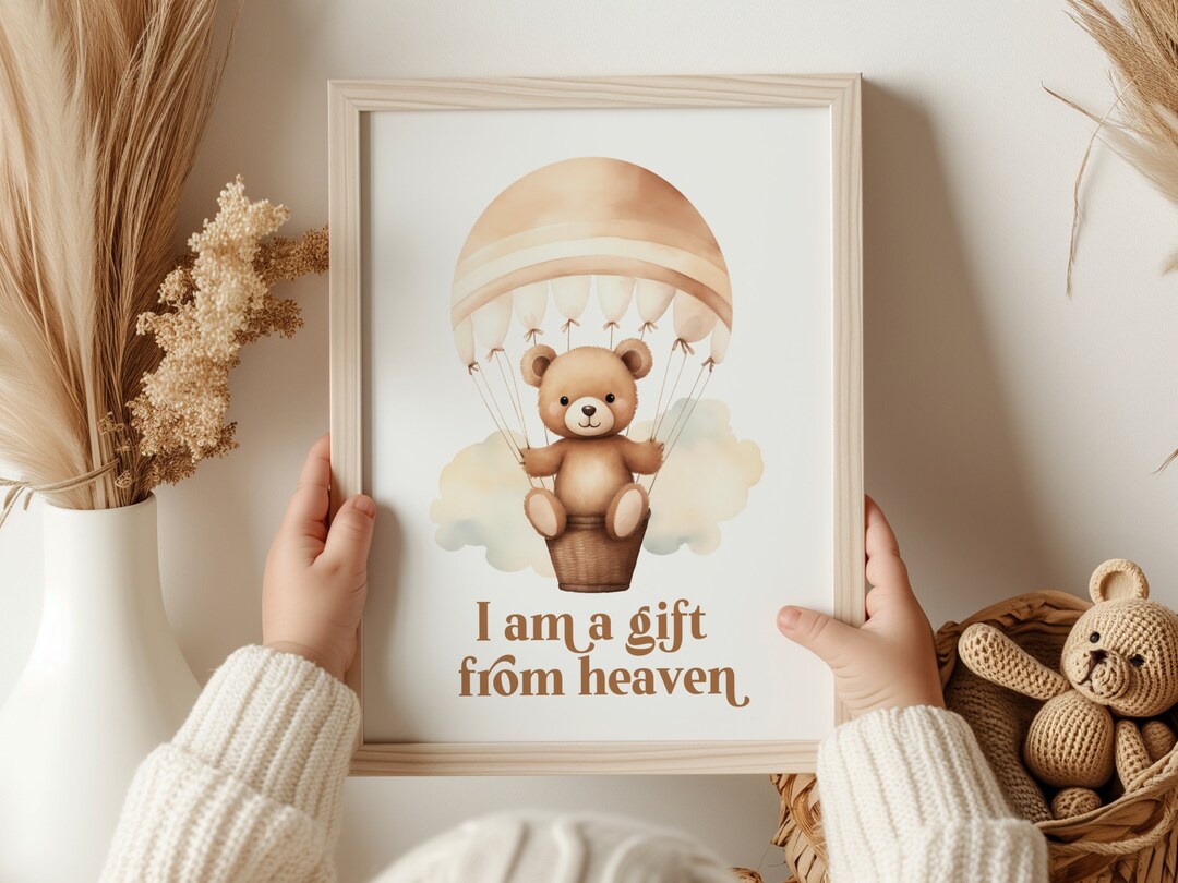 A Gift From Heaven Printable Neutral Boho Christian Nursery Wall Art ...