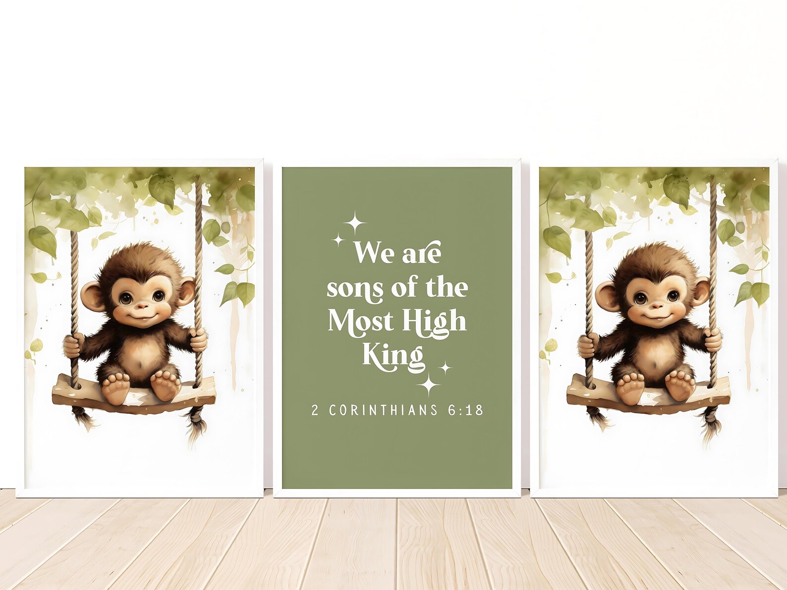Monkey on a Swing Christian Twin Boy Nursery Decor Son of the Most High ...