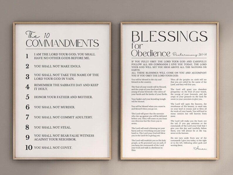 Ten Commandments Wall Art Deuteronomy 28 Print Church Classroom Decor ...