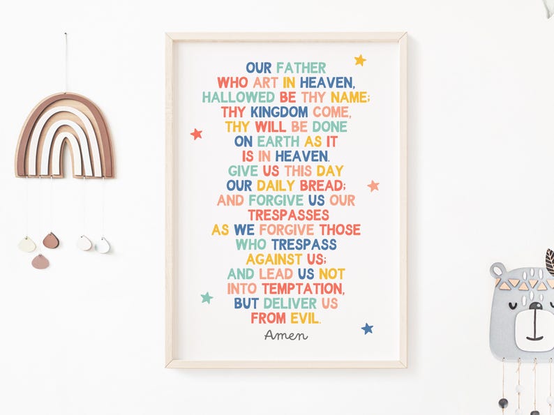 The Lords Prayer Kids Printable Poster Christian Classroom Decor ...