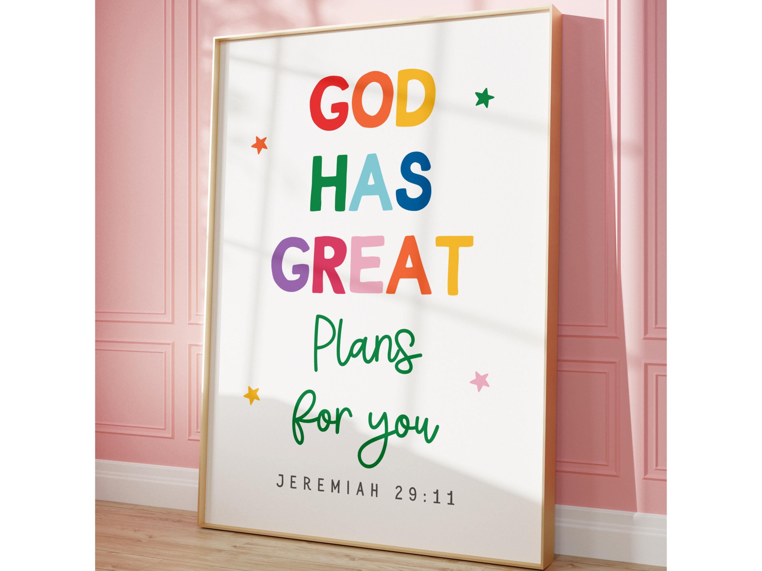 Set of 3 Colorful Children Bible Verse Wall Art for Kids Ministry Decor ...