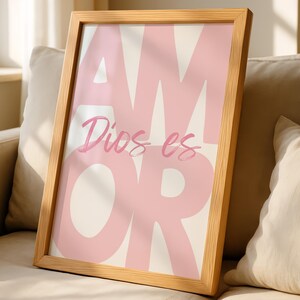 Light Pink Spanish God is Love Poster God Quote Poster Dios Es Amor ...