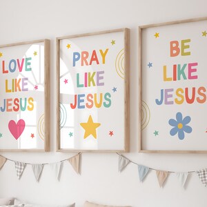 Set of 3 Colorful Christian Wall Art for Kids Ministry Decor Christian ...