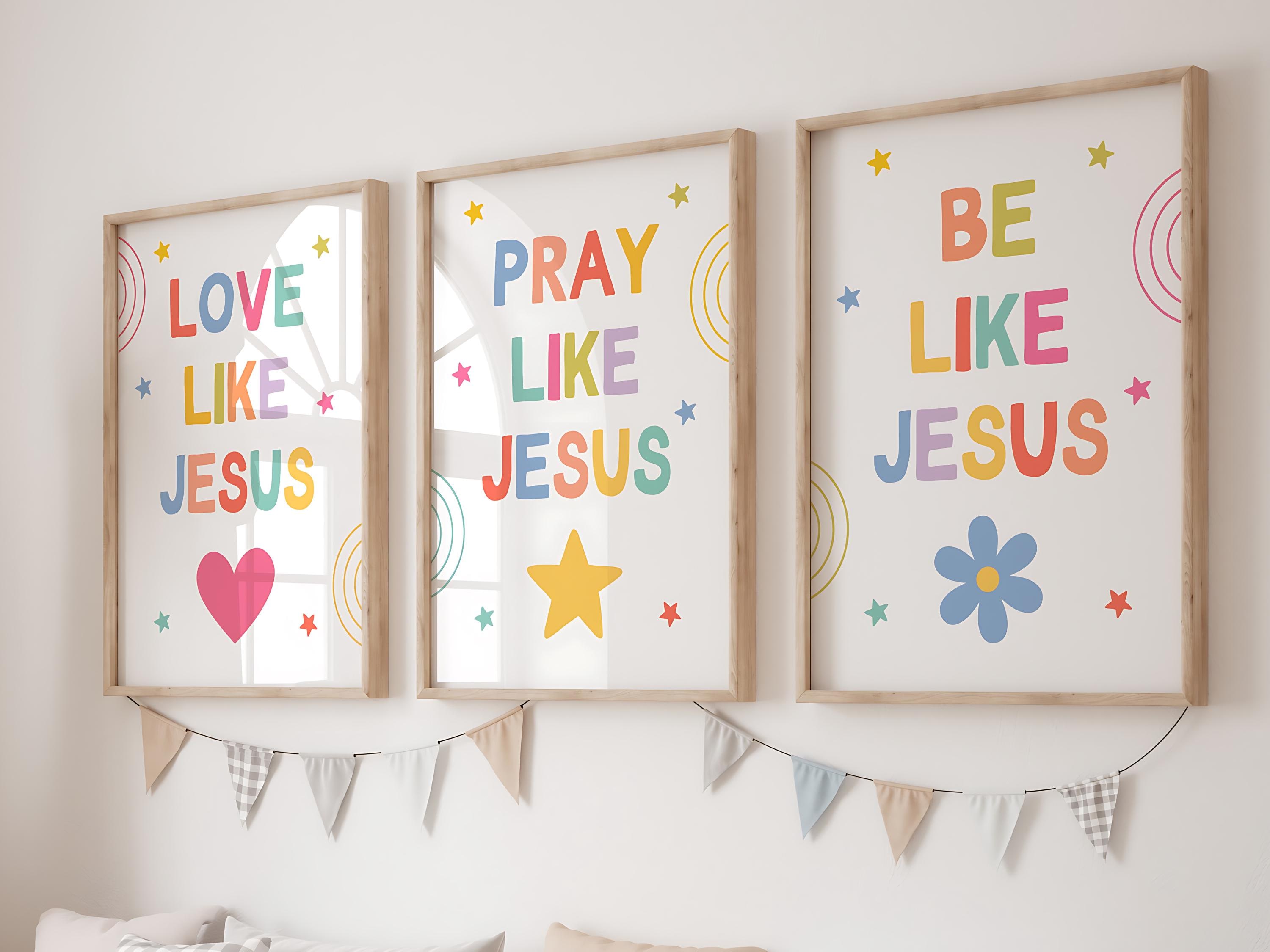 Set of 3 Colorful Christian Wall Art for Kids Ministry Decor Christian ...