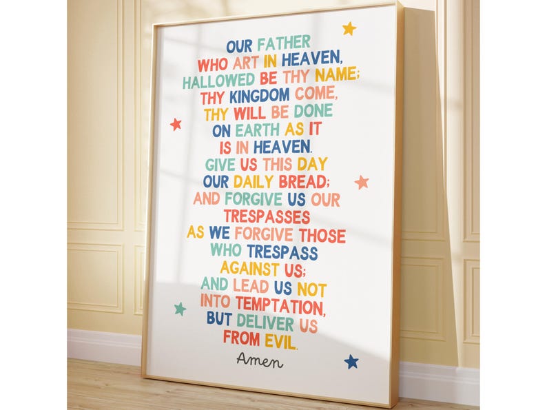 The Lords Prayer Kids Printable Poster Christian Classroom Decor ...