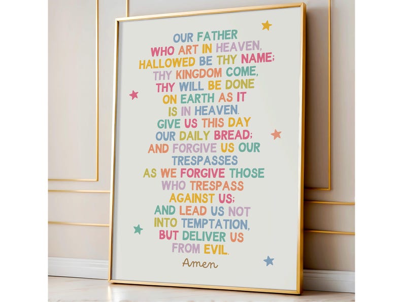 The Lords Prayer Kids Printable Poster Christian Classroom Decor ...