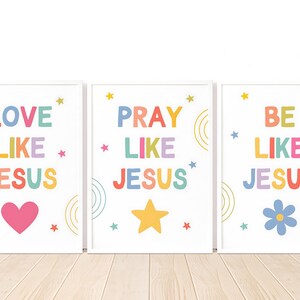 Set of 3 Colorful Christian Wall Art for Kids Ministry Decor Christian ...