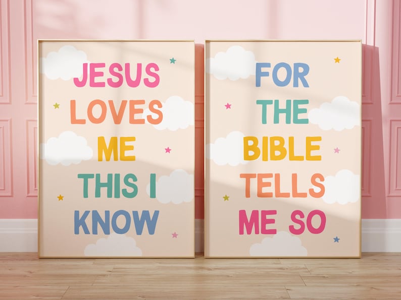 Set of 3 Jesus Loves Me This I Know Print Daily Bible Affirmations for ...