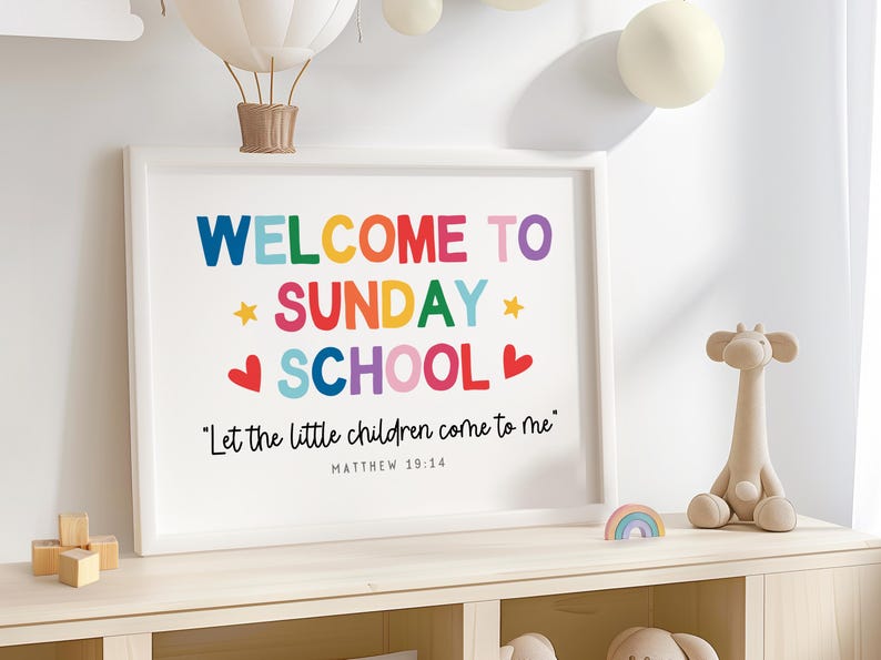 Welcome to Sunday School Poster Colorful Sunday School Classroom Decor ...