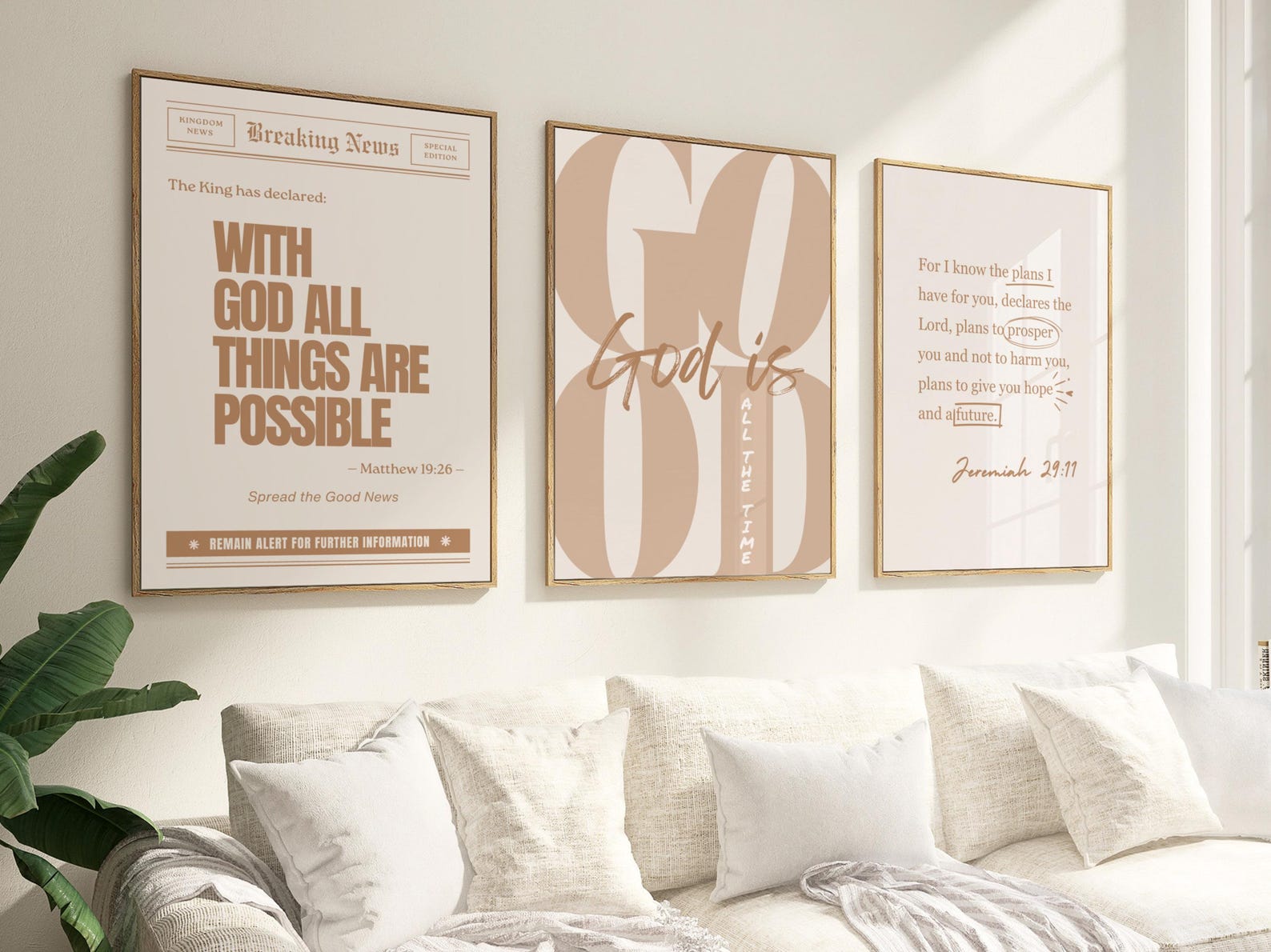 Set of 3 Neutral Aesthetic Bible Verse Poster Bundle God is Good All ...