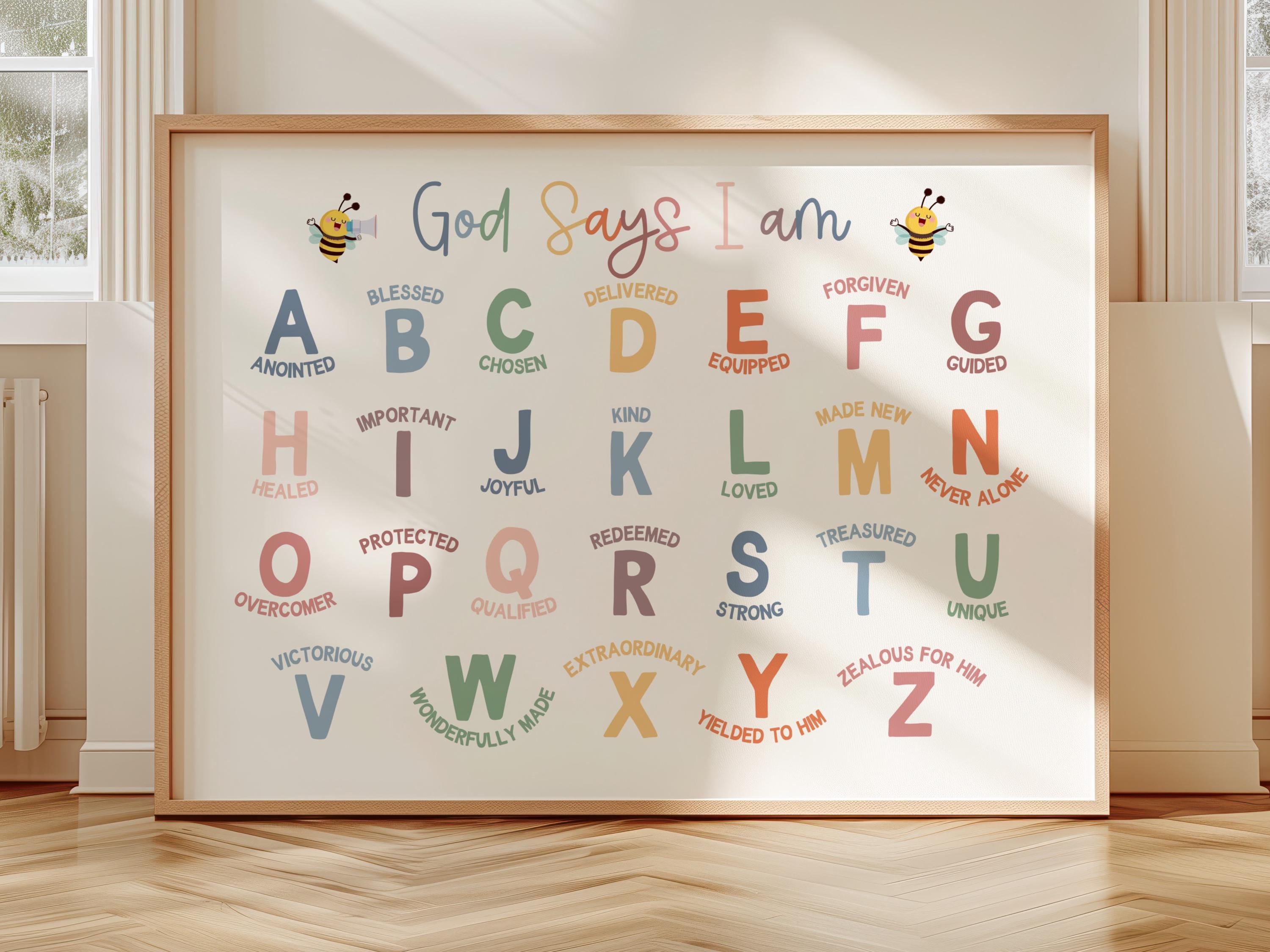God Says I Am Affirmation for Kids Christian Alphabet Affirmation Bible ...