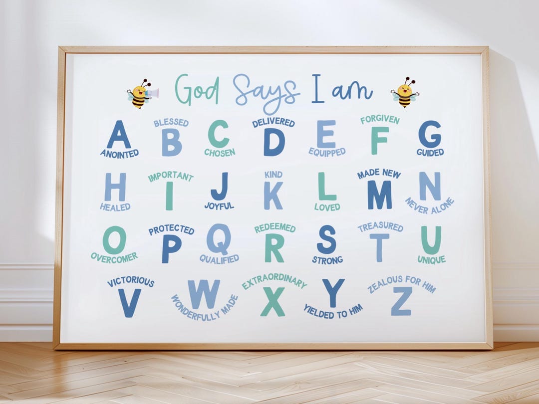 Blue God Says I Am Affirmation for Boys Christian Alphabet Affirmation ...
