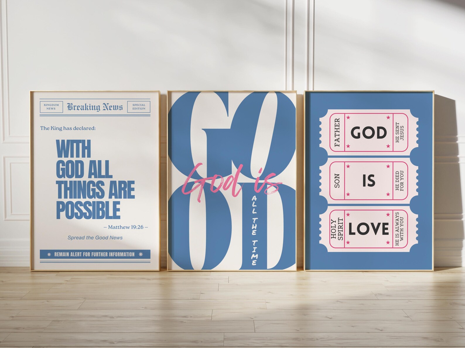 Set of 3 Trendy Christian Wall Art God is Good All the Time Print God ...