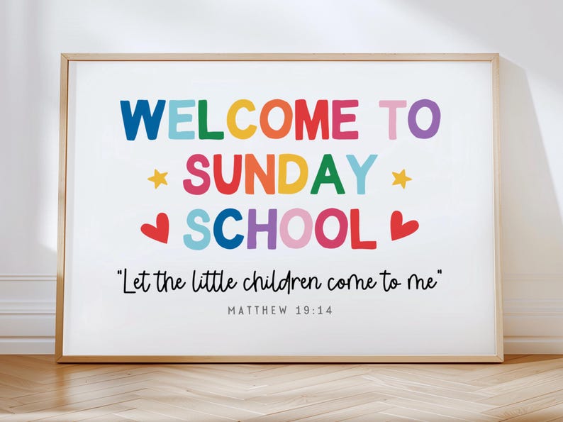 Welcome to Sunday School Poster Colorful Sunday School Classroom Decor ...