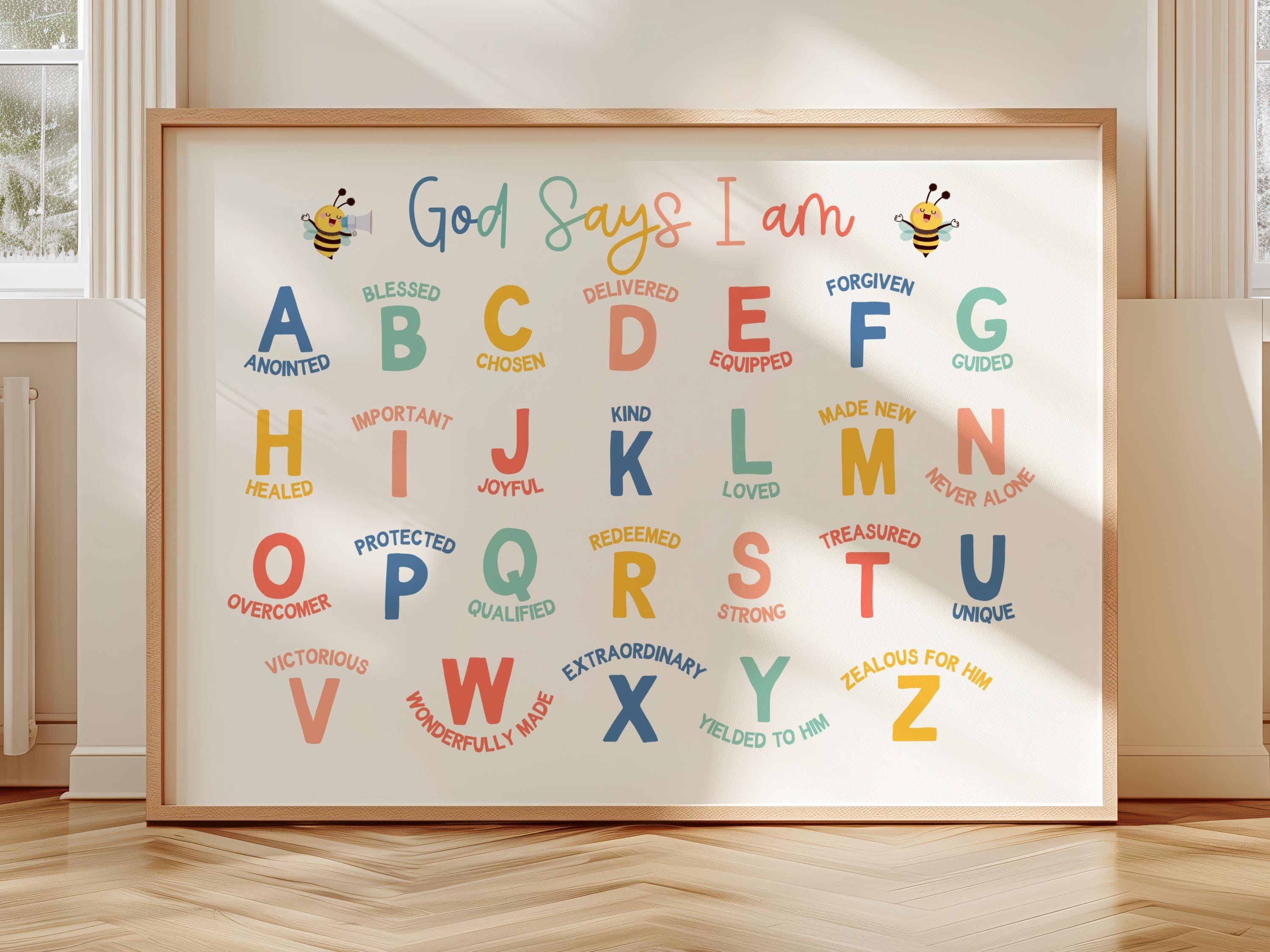 God Says I Am Affirmation for Kids Christian Alphabet Affirmation Bible ...