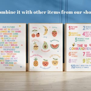 Ten Commandments for Kids Poster Colorful Children Bible Verse Wall Art ...