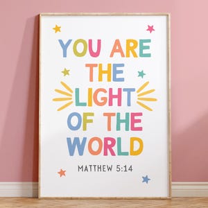 You Are the Light of the World Printable Colorful Children Bible Verse ...