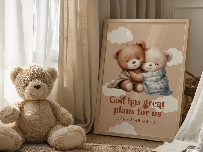 Jeremiah 29 11 Wall Art Boho Christian Nursery Wall Art Siblings Art ...