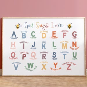 God Says I Am Affirmation for Kids Christian Alphabet Affirmation Bible ...