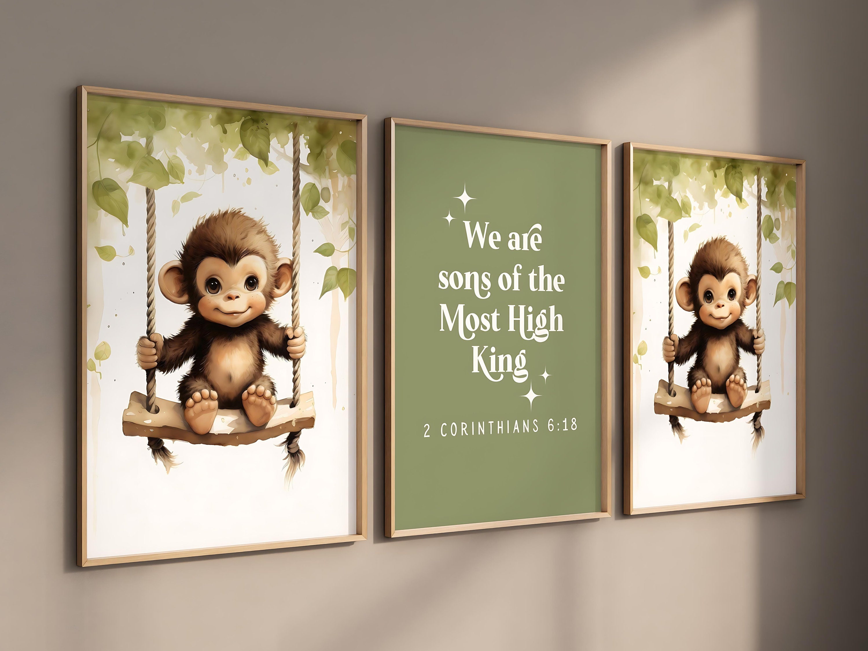 Monkey on a Swing Christian Twin Boy Nursery Decor Son of the Most High ...