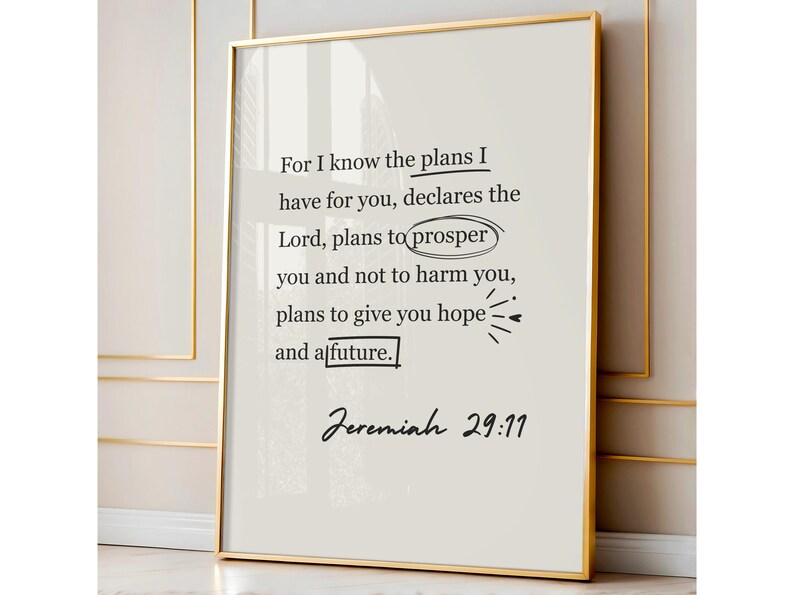 Jeremiah 29 11 Wall Art Printable Trendy Christian Wall Art Aesthetic ...