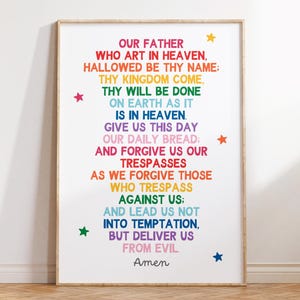 The Lords Prayer Kids Printable Poster Christian Classroom Decor ...