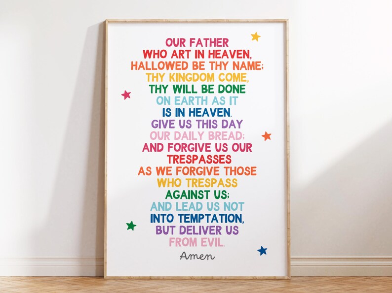 The Lords Prayer Kids Printable Poster Christian Classroom Decor ...