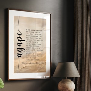 Agape Printable Bible Word Definition Art Christian Artwork Minimalist ...