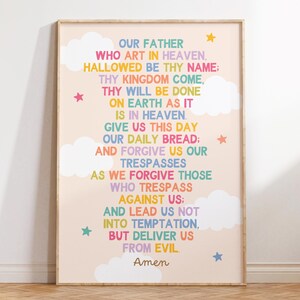 The Lords Prayer Kids Printable Poster Christian Classroom Decor ...