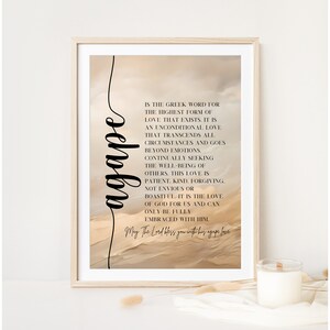 Agape Printable Bible Word Definition Art Christian Artwork Minimalist ...