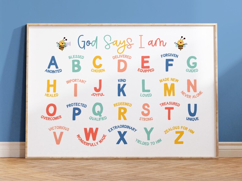 God Says I Am Affirmation for Kids Christian Alphabet Affirmation Bible ...