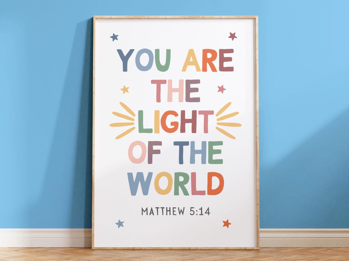 You Are the Light of the World Printable Colorful Children Bible Verse ...