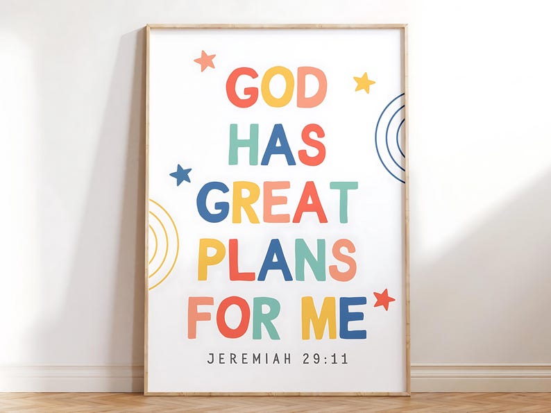 Set of 3 Colorful Children Bible Verse Wall Art Prints Christian ...