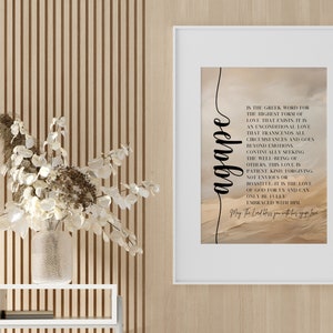 Agape Printable Bible Word Definition Art Christian Artwork Minimalist ...