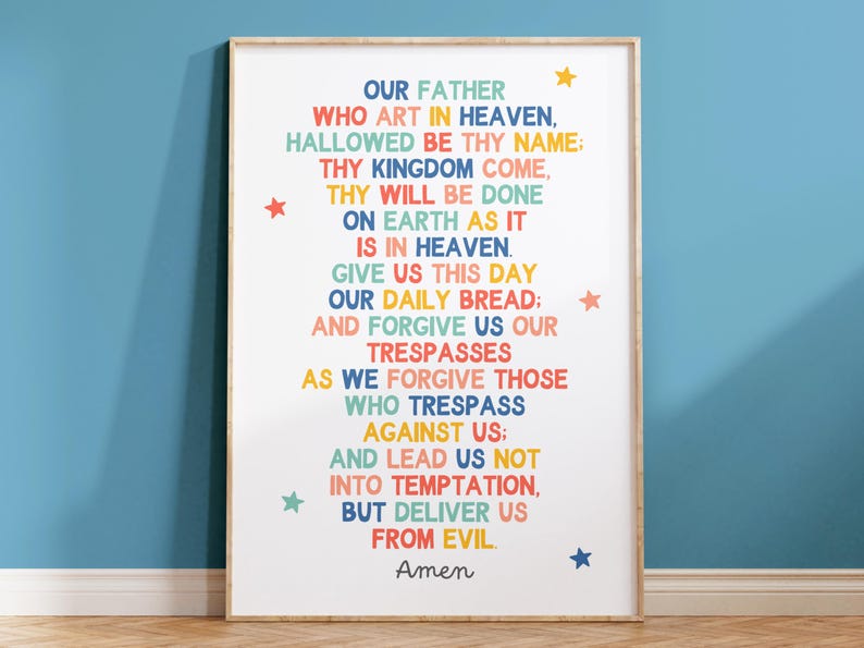 The Lords Prayer Kids Printable Poster Christian Classroom Decor ...
