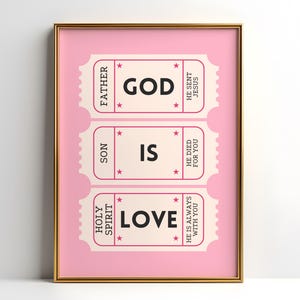 Pink Girly Christian Wall Art God is Love Poster Trendy Christian Wall ...