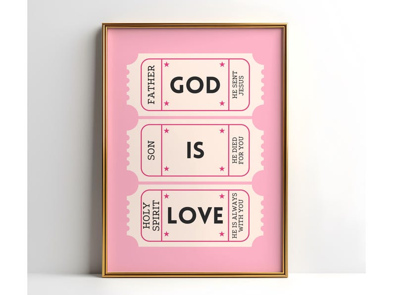 Pink Girly Christian Wall Art God is Love Poster Trendy Christian Wall ...