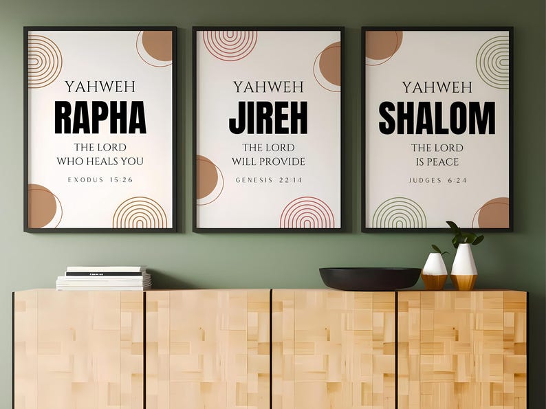 Hebrew Names of God Wall Art Printable Poster Bible Verse Modern ...