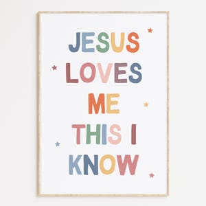 Jesus Loves Me This I Know Print Colorful Children Bible Verse Wall Art ...