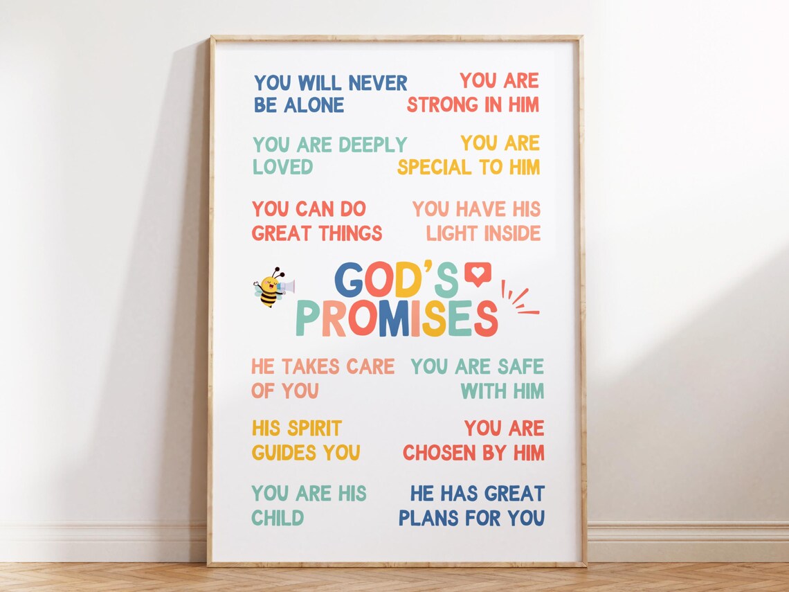 Gods Promises Printable Poster Colorful Children Bible Verse Wall Art ...